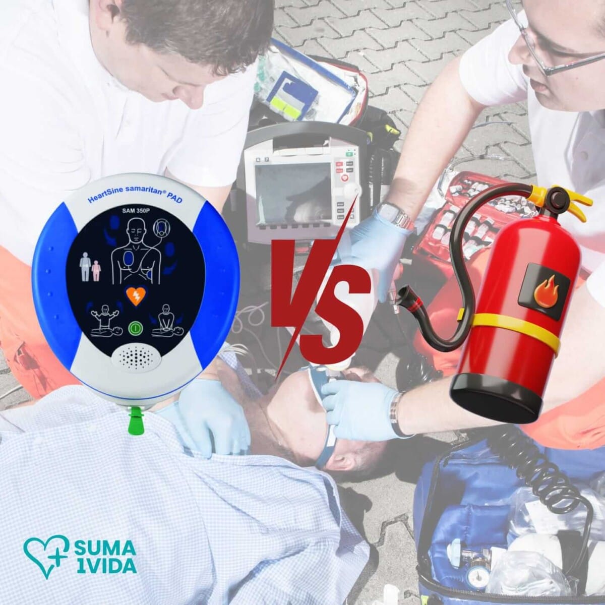 Extintores vs desfibriladores · Protejamos vidas · Guía 2025